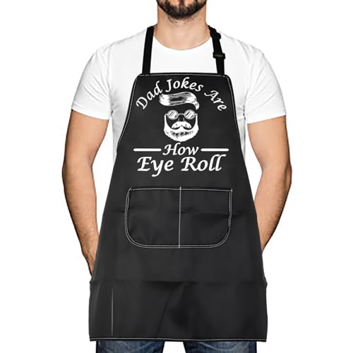 LEVLO Funny Father Daddy Waterproof Apron Dad Jokes Are How Eye Roll ...
