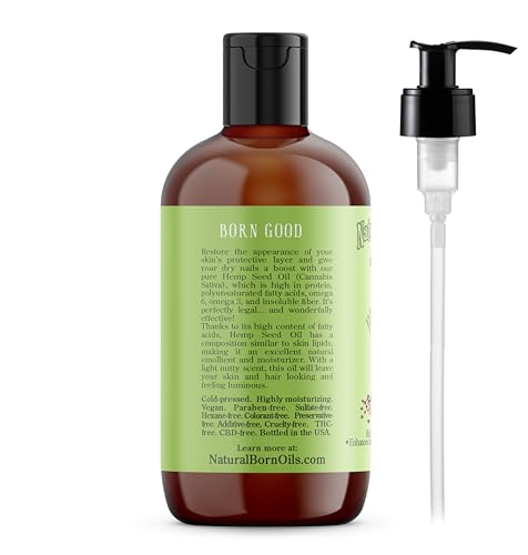 Pure Born Oils Hemp Seed Oil, 16oz, Natural, Chilly-Pressed, Nutrient ...