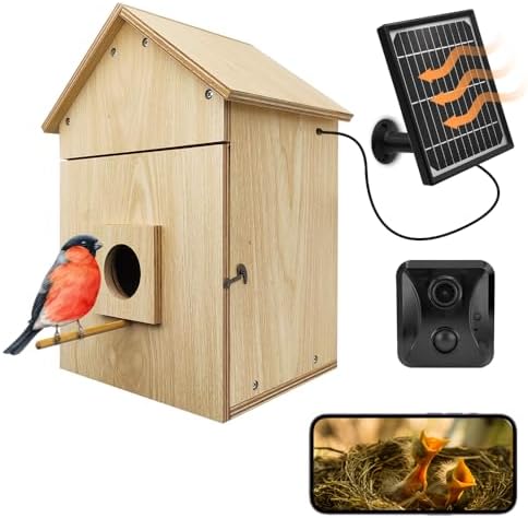 Bird House with WiFi Camera Solar Powered for Wireless Outdoors, HD ...