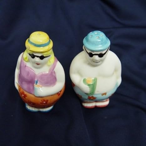 Amazon.com: Vintage Fat Couple At the Beach Salt and Pepper Shakers 6 ...