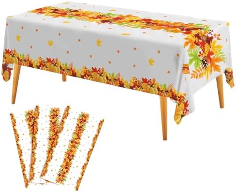 Amazon.com: 2 Pack Fall Tablecloth Maple Leaf Plastic Table Cover ...
