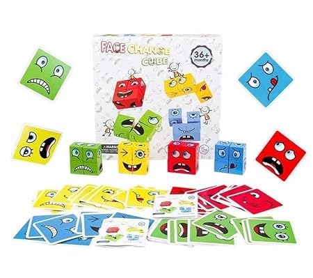 SNAPPYKIDS Wooden Face Cube Change Puzzle for Kids, Montessori Learning ...