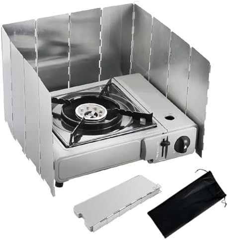 12 Plates Folding Windscreen for Camping with Bag, Folding and Portable ...