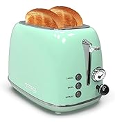 KITCHMIX Retro Stainless Steel 2-Slice Toaster with 6 Settings
