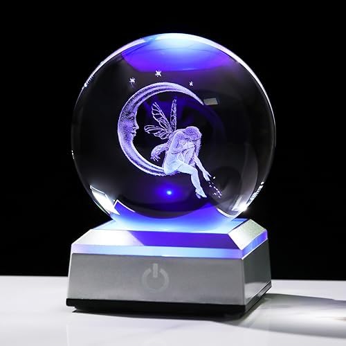 Amazon.com: Crystal Ball 3D Engraved Fairy & Moon Gifts for Daughter ...