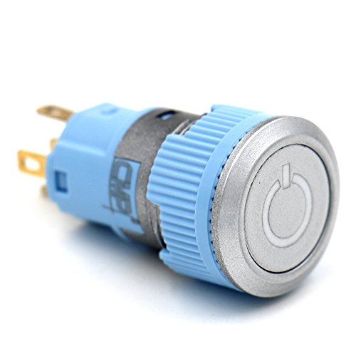 Baomain 16mm Power Push Button Switch ON/OFF Momentary 110V Red LED ...