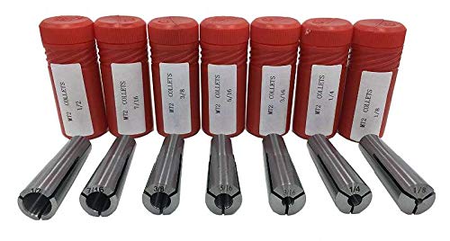 Almhs 7PC Set MT2 Shank Round Collets MT2 Collet 1/8" - 1/2" by 16ths ...