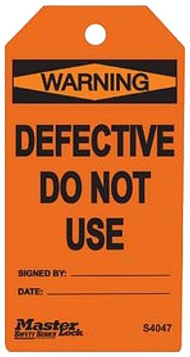 Master Lock "Warning - Do Not Use - Defective" Tag, Plastic, 5-3/4 ...