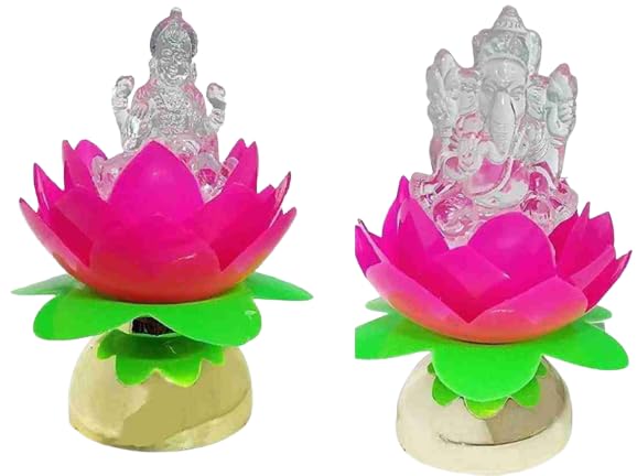 Buy Laxmi Ganesh Lotus Led Electric Gold Bulb Lights Diya Deep Deepak ...