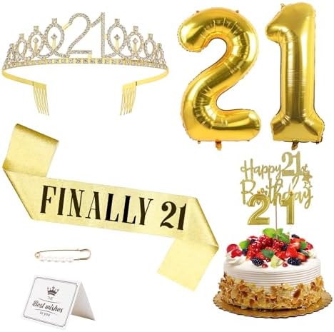 Amazon.com: Gold 21st Birthday Decorations For Her Including 21st ...