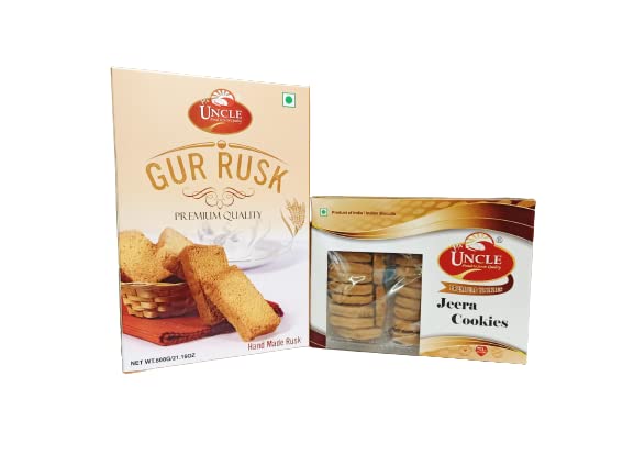 Mr Uncle Gur Rusk (600 Gm) + Jeera Biscuits (350 Gm) Pack Of 2 : Amazon ...