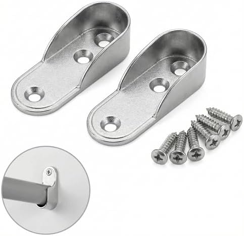 FNSIGHD 2 Pack 15mm Wardrobe Rail Brackets, Metal Oval Rail Support for ...