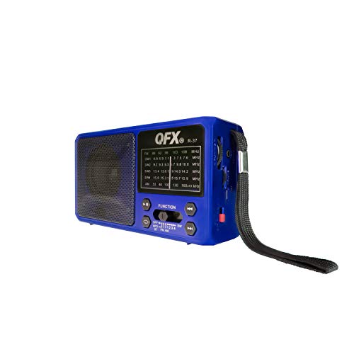 QFX R-37-BL 6-Band (AM, FM, SW1 - SW4) Bluetooth LED Flashlight Solar ...