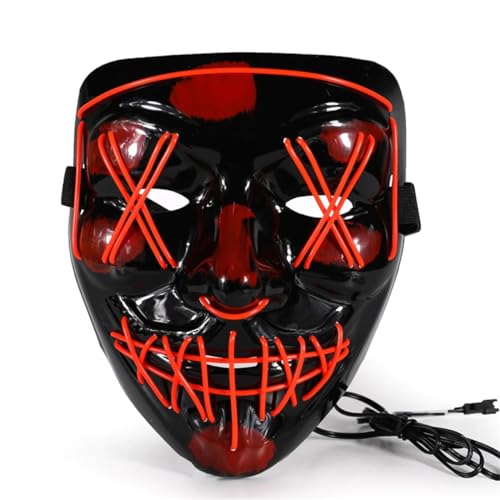 SHATCHI Light Up LED Stitched Purge Scary Flashing Colourful Rave Full ...