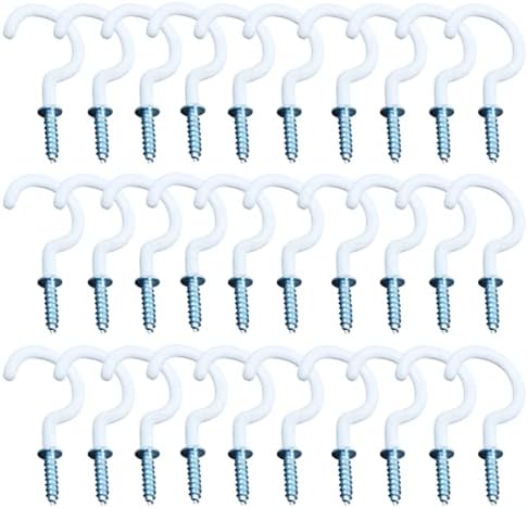 Amazon.com: 10Pcs White Screw-in Hanging Ceiling Hooks, Vinyl Coated ...
