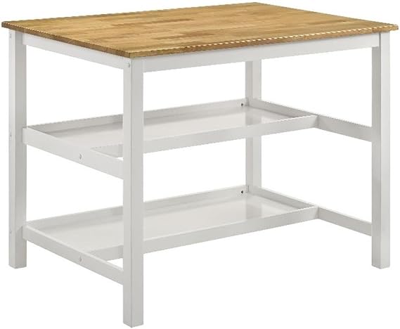 Amazon.com: Pemberly Row Kitchen Island Wood Counter Height Table Brown ...
