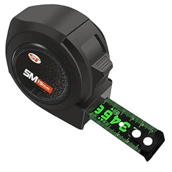 Tape Measure Strong Non-Bend Compact Black Case Ergonomic Grip Glow in Dark Metric Centimeters ...