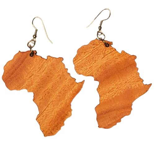 Amazon.com: Wooden African Map Earrings (`Medium Brown) : Handmade Products