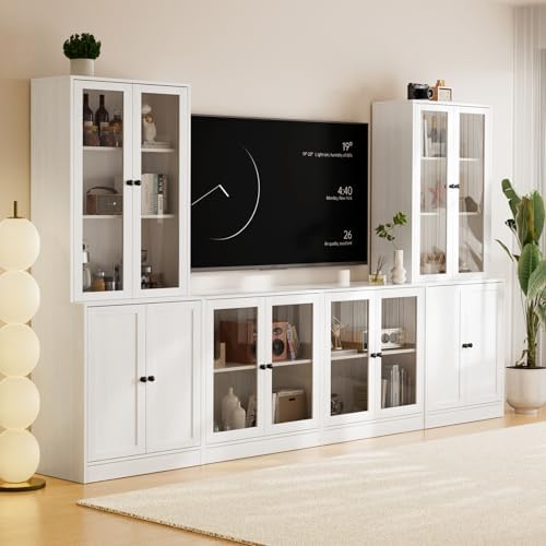Amazon.com: Merax Minimalist Entertainment Wall Unit Set with Bridge ...