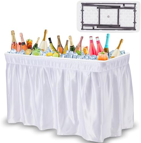 Amazon.com: KOTEK Folding Ice Cooler Table with Drain and Skirt ...