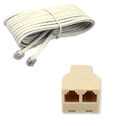 Telephone extension cable with 1 to 2 Female Telephone line Splitter ...