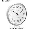 Amazon.com: Sharp Wall Clock – Silver, Silent Non Ticking 14 Inch ...