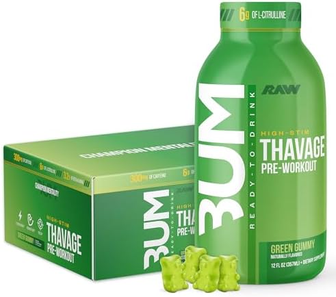 Amazon.com: RAW Ready to Drink Pre-Workout Drink - Bum Thavage RTD ...