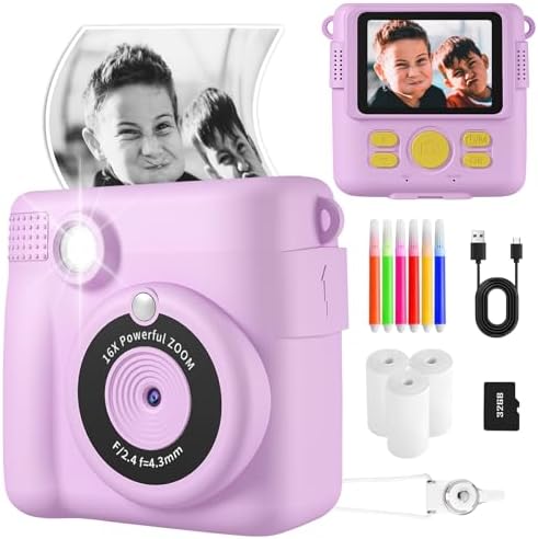 Instant Print Camera, Kids Camera Digital Camera 1080P HD Photo and ...