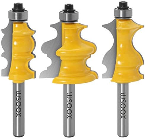 WSOOX 8mm Shank Architectural Molding Router Bit Set 3 PCS, Woodworking ...