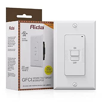 AIDA Self-Test 20 Amp Blank Face GFCI Indoor Receptacle Ground Fault ...