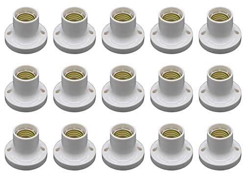 White E26 Medium LED Lamp Screw Base Round Metal Desktop Lamp Socket ...