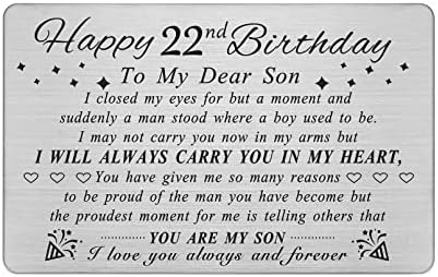 Amazon.com: DEGASKEN 22nd Birthday Card for Son - Happy Birthday Gifts for 22 Year Old Son ...