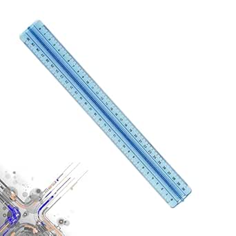 Triple Decimeter Flat Non Slip Line - 30 cm Blue PVC Ruler with Over ...
