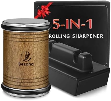 Knife Sharpener, Rolling Knife Sharpening Kit with Wooden Roller made ...