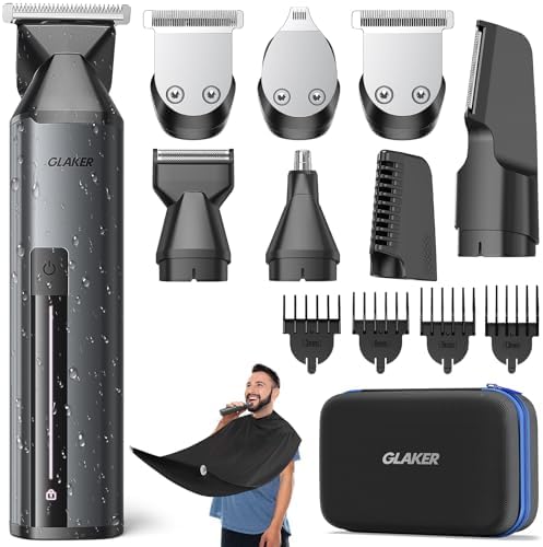 Amazon.com: GLAKER Beard Trimmer for Men - Waterproof 6 in 1 Complete ...