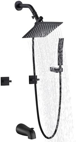 2 Handles Shower Faucet Set with Tub Spout Bathtub Shower Faucet Combo ...