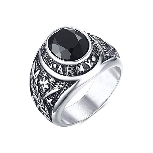 Asma Jewel House Retro Army Large Black Stone Army National Guard Ring ...