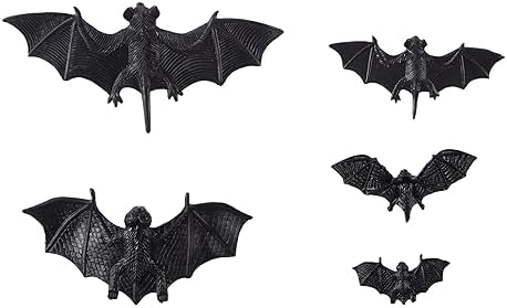 WIFUN 5 Pcs Black Plastic Bat, Plastic Realistic Bats Fake Bats Scary ...