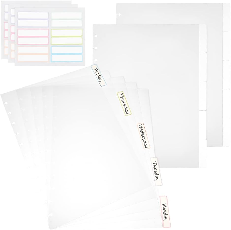 Amazon.com : AHANDMAKER 15 Sheets Letter Poly Tab Dividers, 11 Holes ...