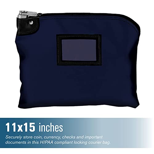 Snapklik.com : Laminated Nylon Locking Deposit Bag Navy Blue 15W X 11H ...