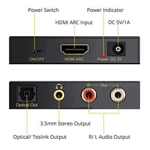 Snapklik.com : 192KHz DAC Converter ARC Audio Extractor, HDMI ARC Audio ...