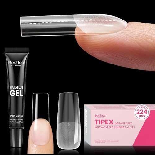 Amazon.com: Beetles Tipex Instant Apex Nail Tips, Long Square, 16 Sizes ...
