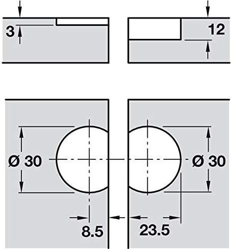 2x Gedotec® Flap Flap Fittings Plano Medial for Wooden Furniture Hinge ...