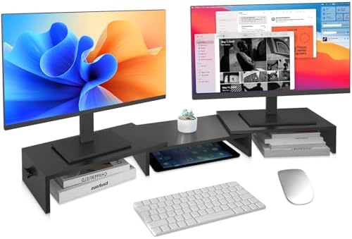 Pholiten Dual Monitor Stand Riser for 2 Screens，Desktop Monitor Stand ...