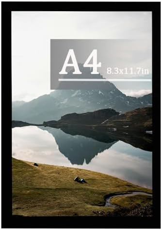 Black A4 Picture Frame with Clear Perspex Front, Versatile A4 Photo ...