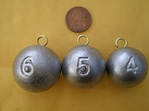 Amazon.com : 15 PCS. Cannon Ball SINKERS 6,5,4 OZ. W/#2 Wire Eye 5 EA ...