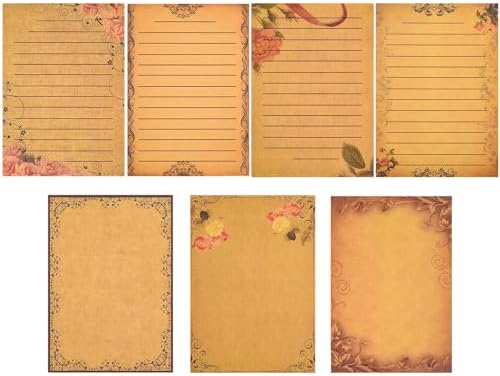 Amazon.com : 96 Sheets Fancy Vintage Lined Paper with Antique Border ...