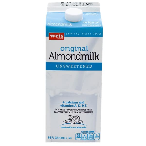 Amazon.com: Weis Quality, Milk Unsweetened Original Almond, 64 Fl Oz ...