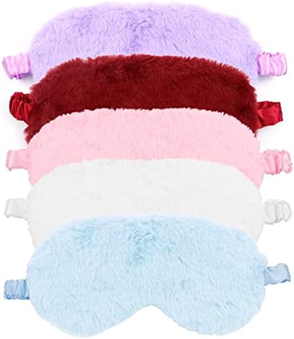 Amazon.com: 6 Pieces Plush Eye Mask Soft Fluffy Furry Sleeping ...
