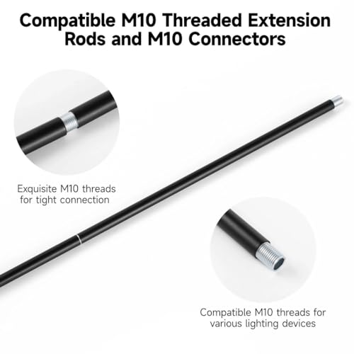 Snapklik.com : Matte Black M10 Threaded Extension Rod, 10 PCS 12 Inches ...